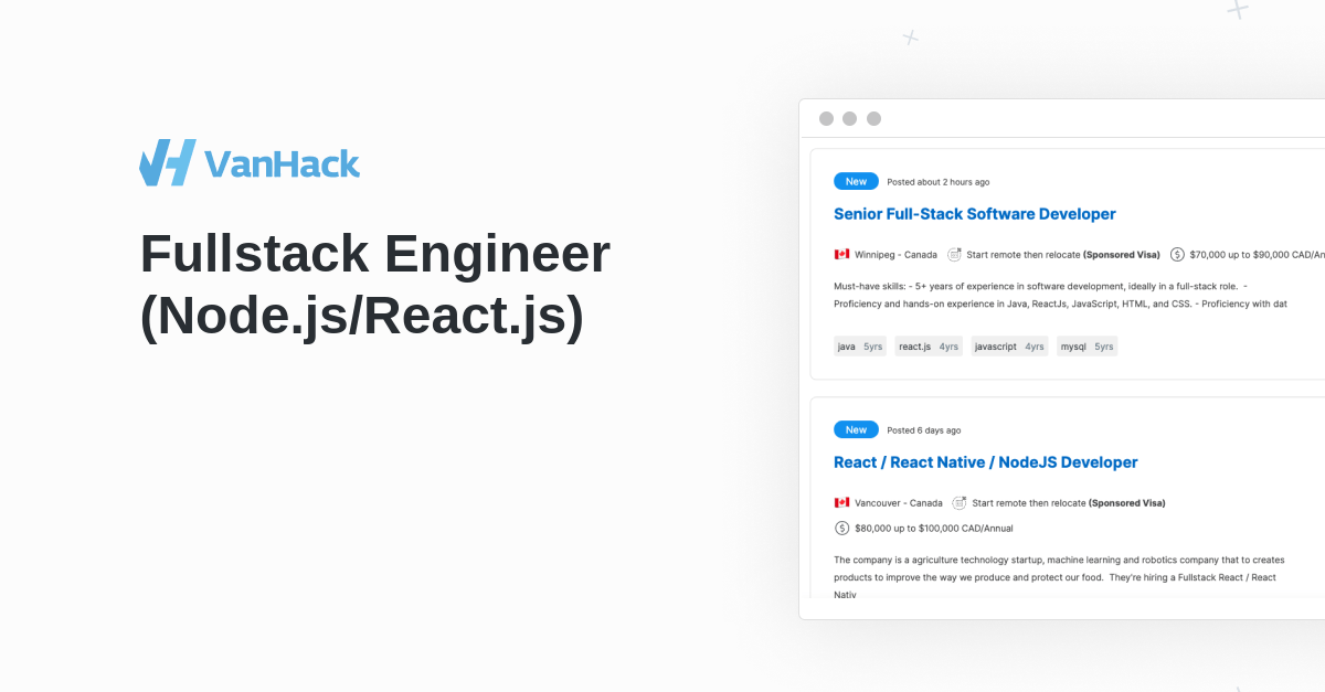 Fullstack Engineer Node Js React Js Vanhack